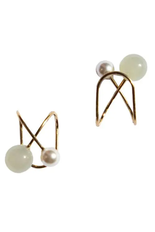 SEREE Colette Jade And Pearl Ear Cuff