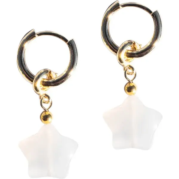 SEREE Harvest Star Jade Stone Charm Earrings - White