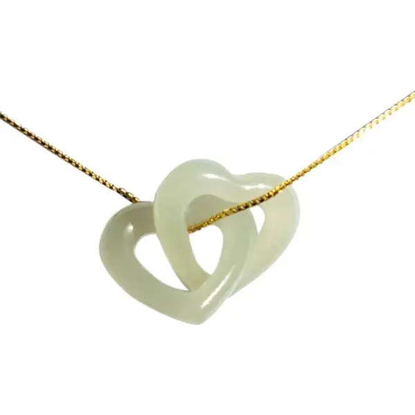 SEREE The Hearts Interlocking Jade Pendant Necklace