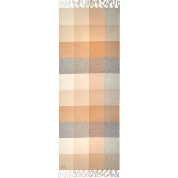 Johnstons Of Elgin Block Check Cashmere Fringe Scarf - Camel
