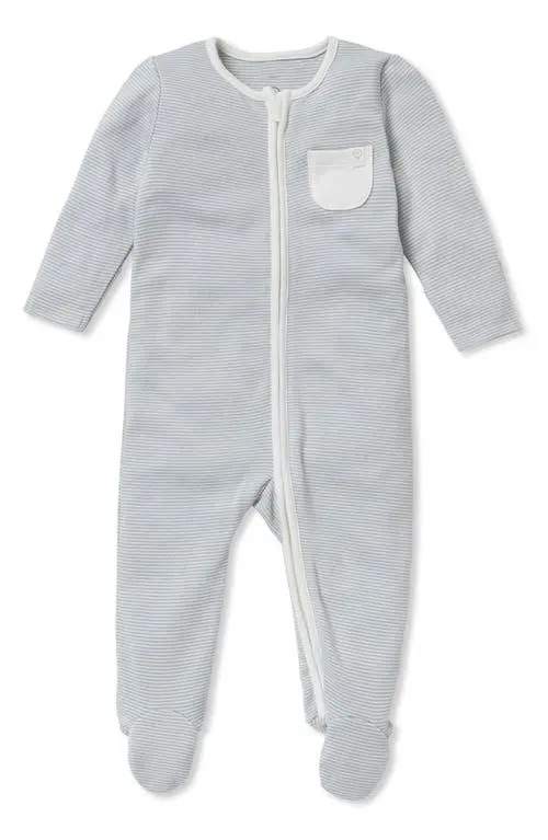 MORI Clever Zip Footie - Blue Stripe