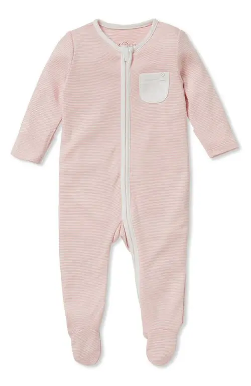 MORI Clever Zip Footie - Blush Stripe