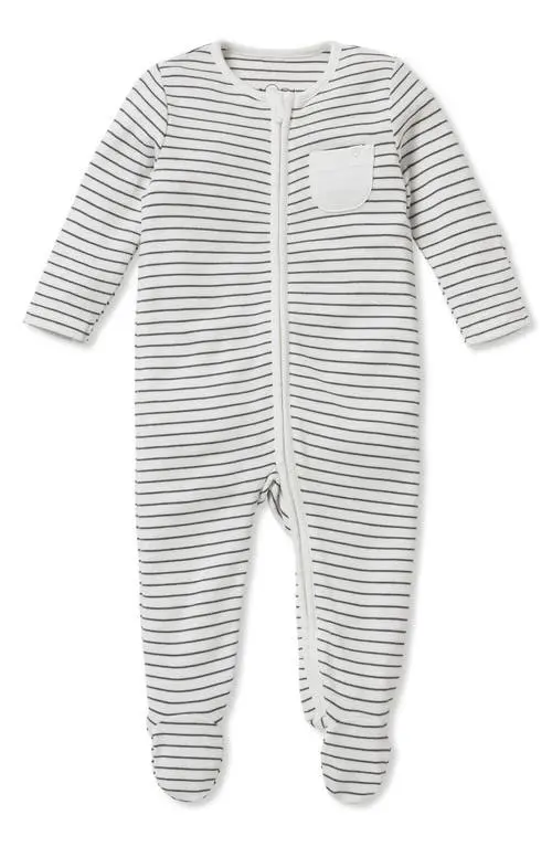 MORI Clever Zip Footie - Gray Stripe
