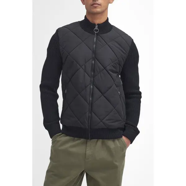 Barbour Quilt Front Zip Cardigan - Black