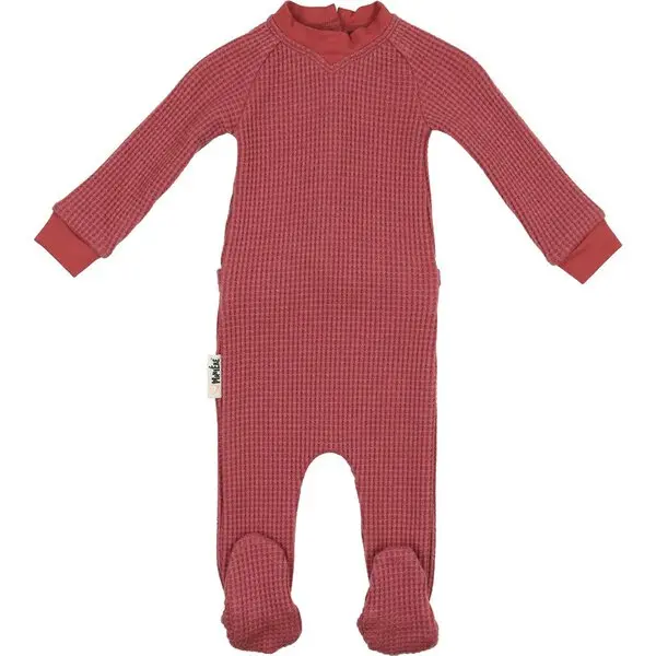 MANIÈRE Shimmer Waffle Weave Stretch Cotton Footie