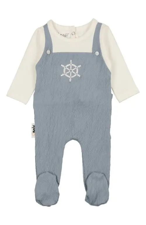 MANIÈRE Sailor Long Sleeve Overall Footie - Denim Blue