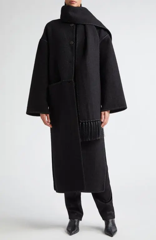 TOTÊME Embroidered Scarf Wool-blend Coat - Black