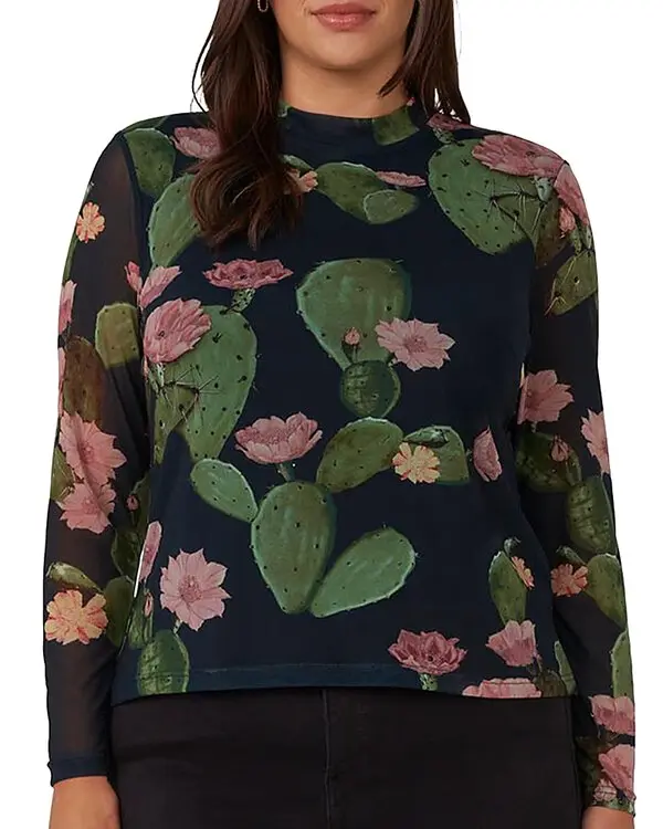 ESTELLE Mezzanine Printed Mesh Top - Print