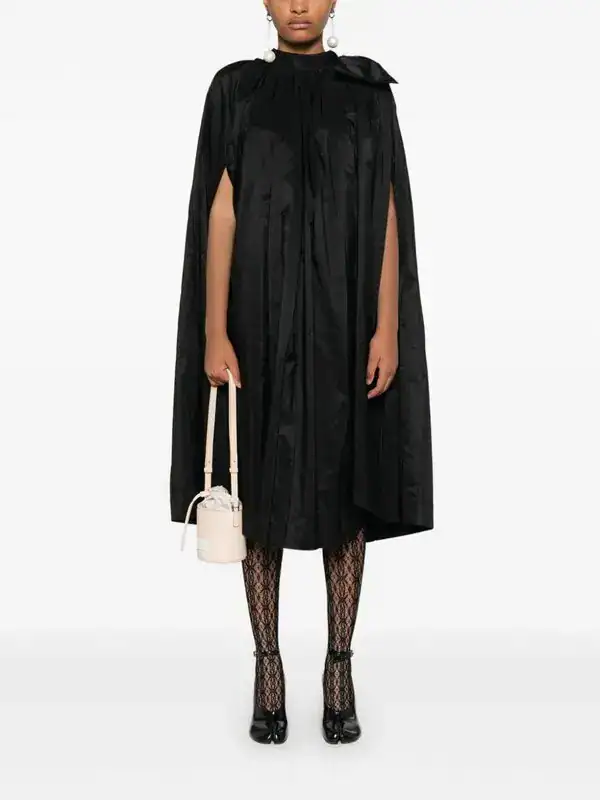 Simone Rocha Pleated Cape Midi Dress In Black - 30% Off | Editorialist 