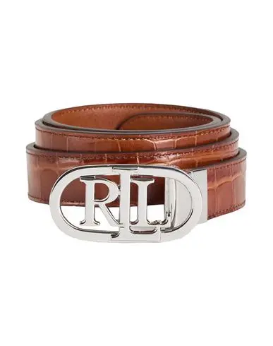 Ralph Lauren Logo Reversible Embossed Skinny Belt Belt Tan  display picture 1