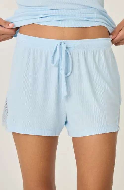 PJ Salvage Lace Trim Rib Shorts - Blue Haze