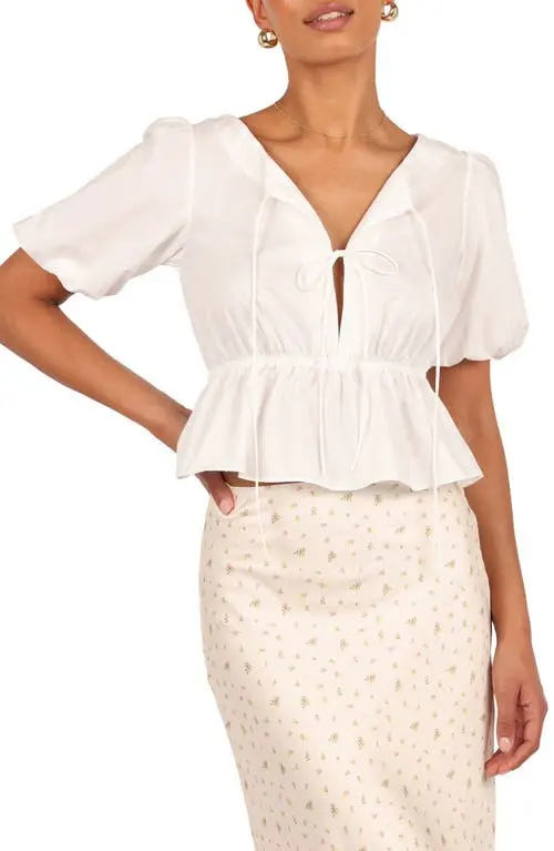 PETAL & PUP Pippi Cotton Peplum Top - Cloud White