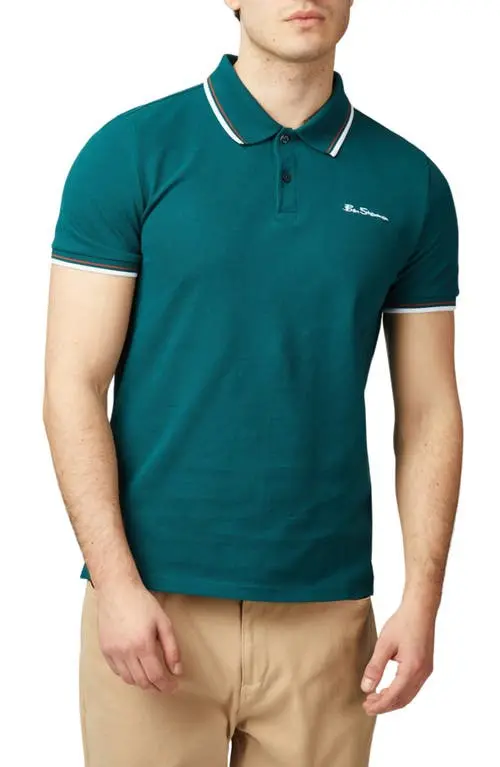 Ben Sherman Signature Tipped Organic Cotton Piqué Polo - Jade