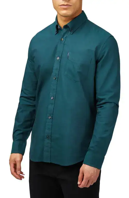 Ben Sherman Signature Organic Cotton Oxford Button-Down Shirt - Jade |  Editorialist