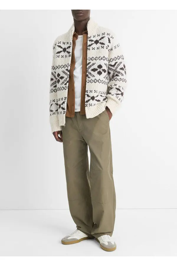 Vince Fair Isle Wool-blend Zip-front Cardigan