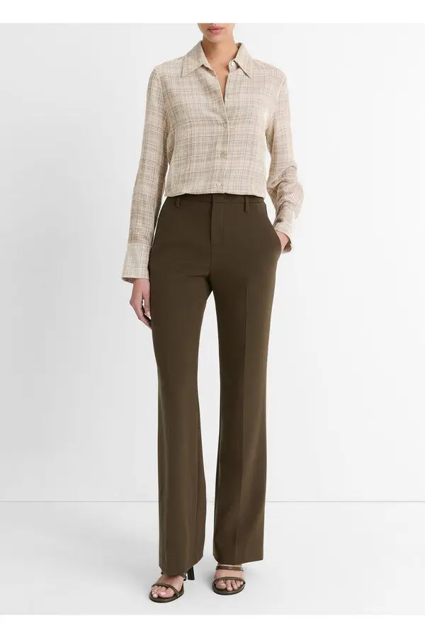 Vince Textured Plaid Button-front Shirt - Green / Multicolor / Neutral
