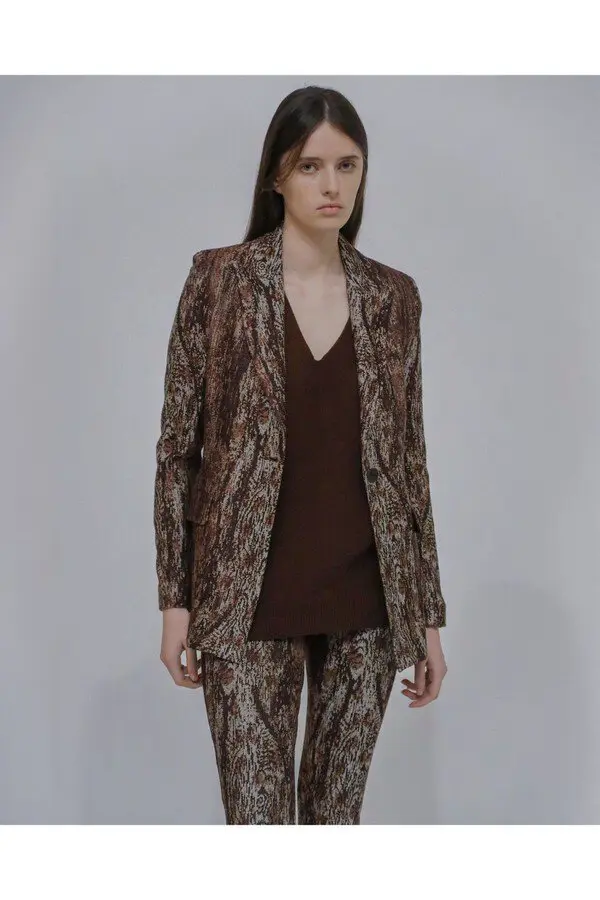 Rosetta Getty Peak Lapel Woodgrain Jacket
