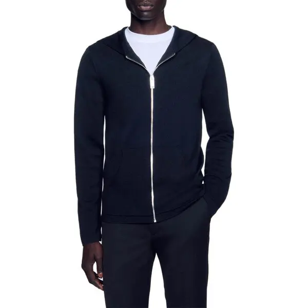 Sandro Zipped Hooded Cardigan - Black