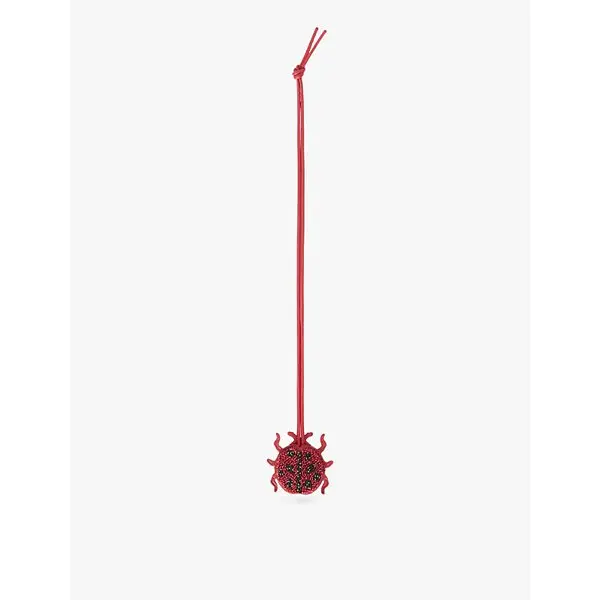Loewe Ladybug Beaded Leather Key Charm - Ruby Red