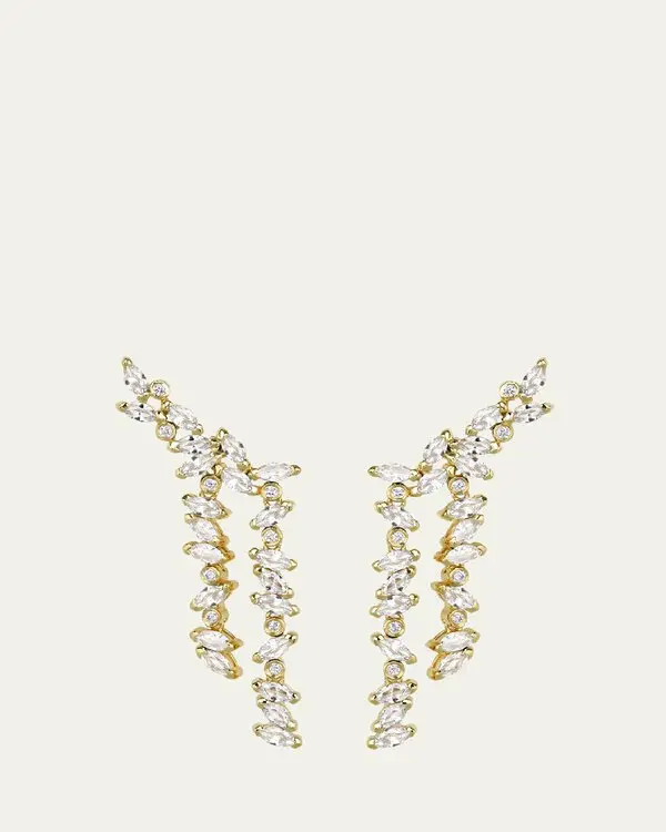 LARK & BERRY 14k Veto Double Falling Leaves Diamond Earrings - Gold