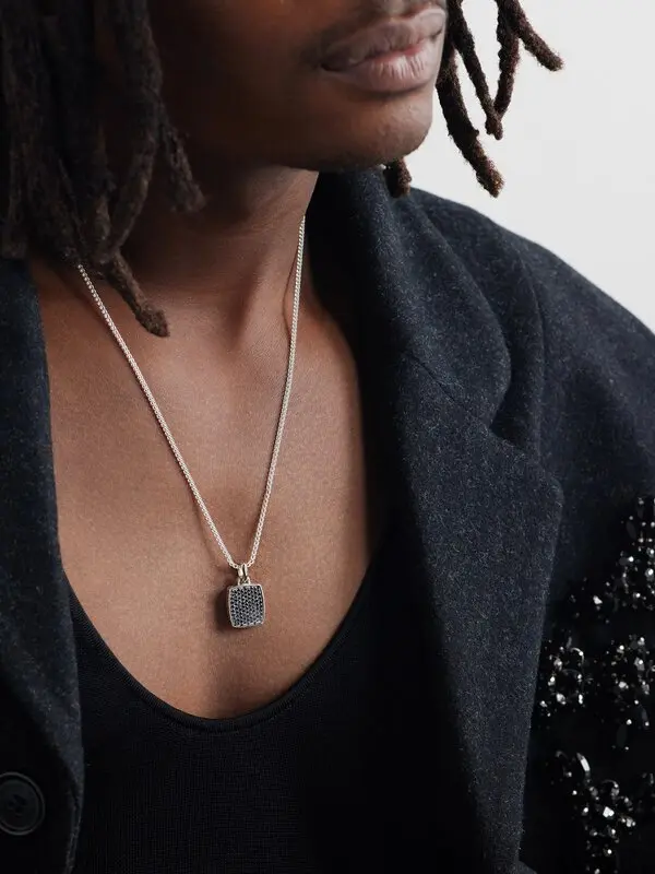 John Hardy Sterling Sapphire Id Tag Pendant Necklace - Silver