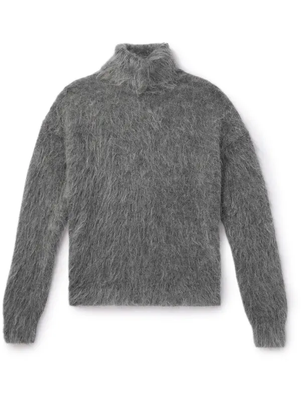 Saint Laurent Mohair-blend Rollneck Sweater - Gray