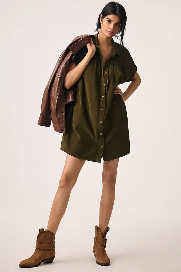 green dress wedding guest outfit Current Mood Velvet Wrap Dress main image 1
