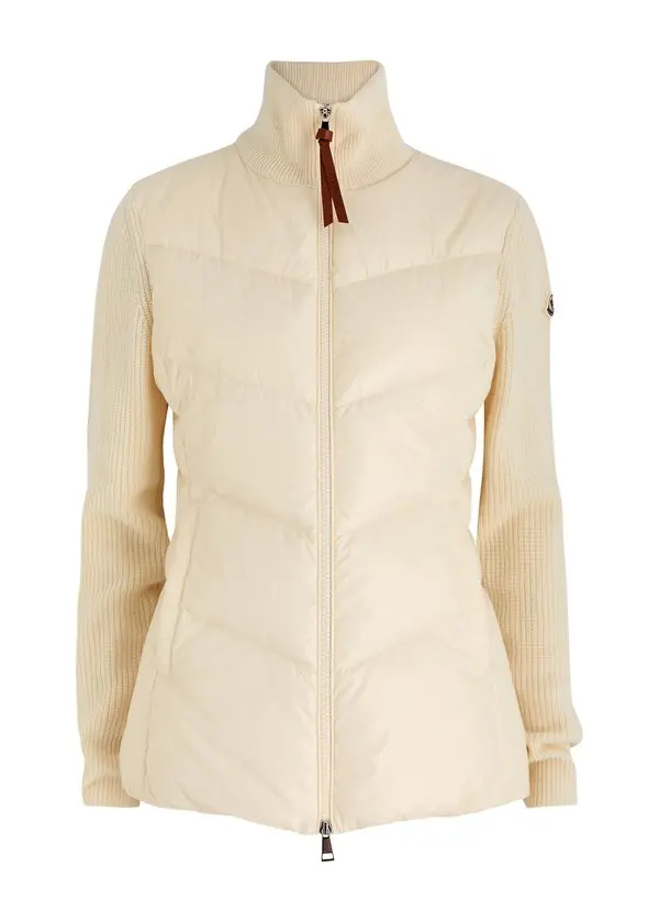 Moncler Quilted Nylon And Wool Jacket - White