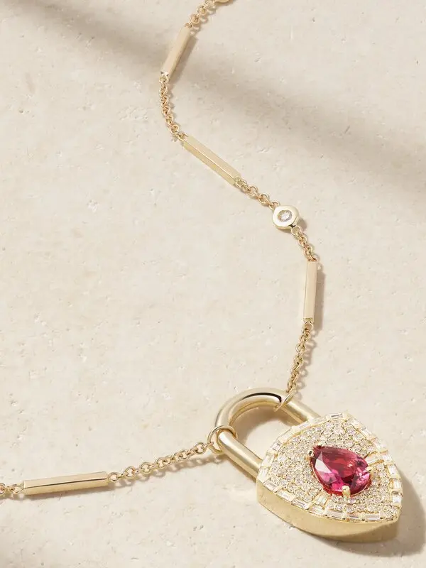 Jacquie Aiche 14-karat Tourmaline And Diamond Necklace - Gold