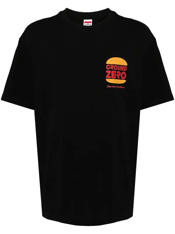 GROUND ZERO Logo-print Cotton T-shirt - Black