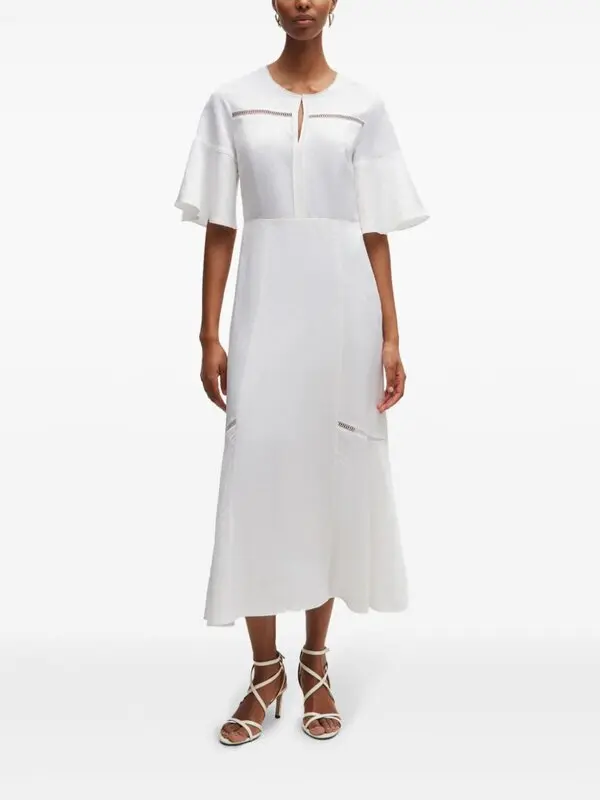 Hugo Boss Perforated-detailing Flared Midi Dress