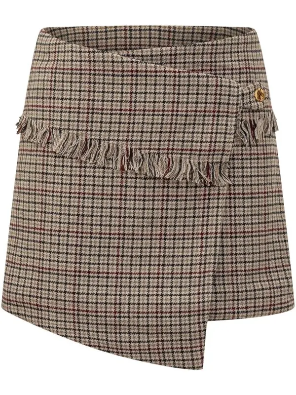 GANNI Checked Wrap Mini Skirt