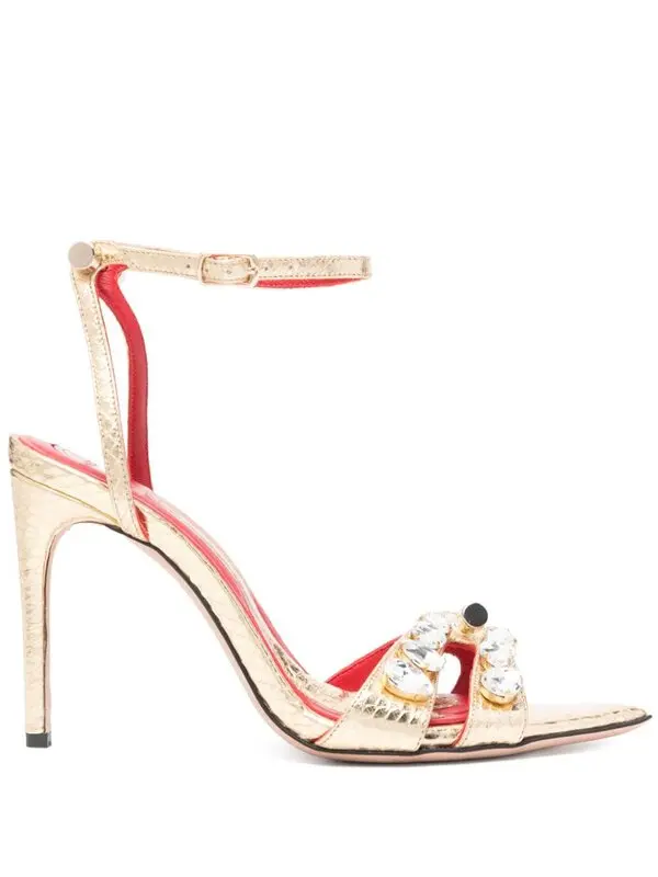 HARDOT 100mm Booty Sandals - Gold
