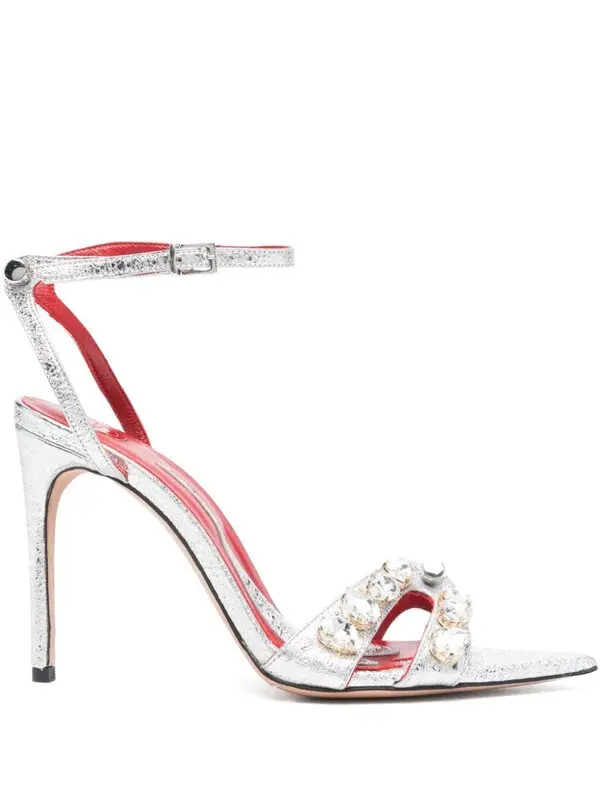 HARDOT 100mm Booty Sandals - Silver