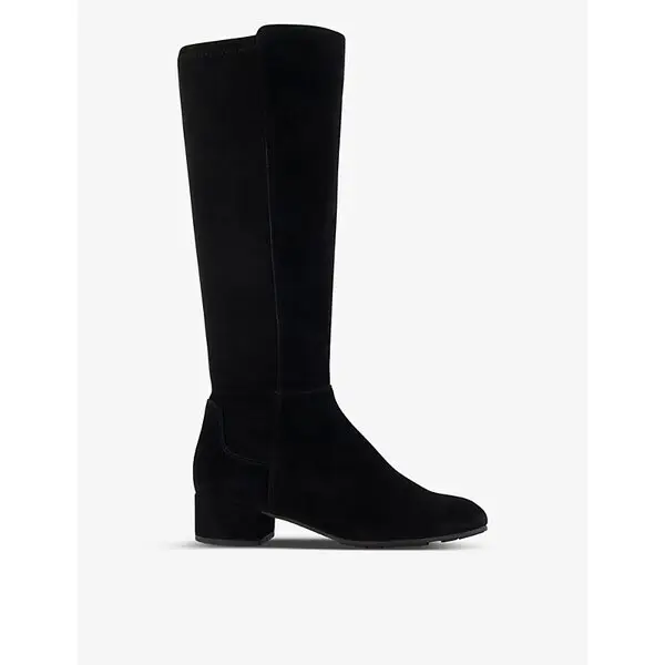 DUNE Tayla Wide-fit Suede Heeled Knee-high Boots - Black-suede