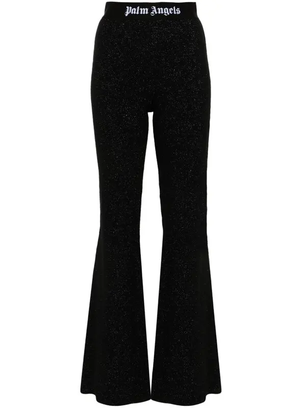 Palm Angels Logo Lurex Flared Trousers