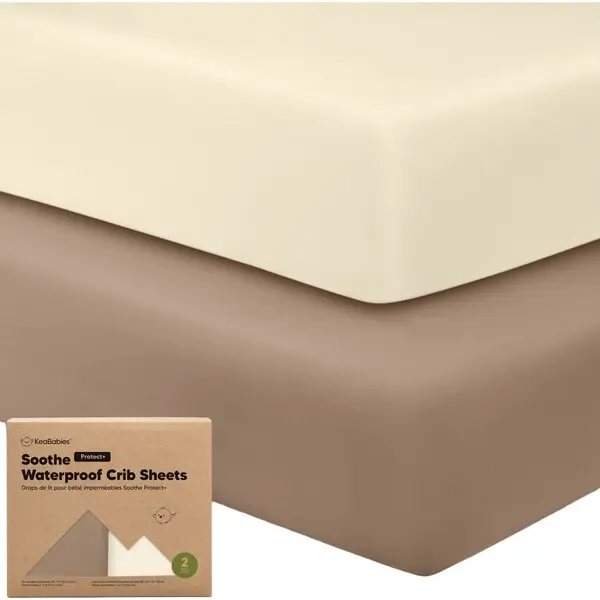 KEABABIES 2-pack Soothe Protect+ Waterproof Crib Sheets - Latte
