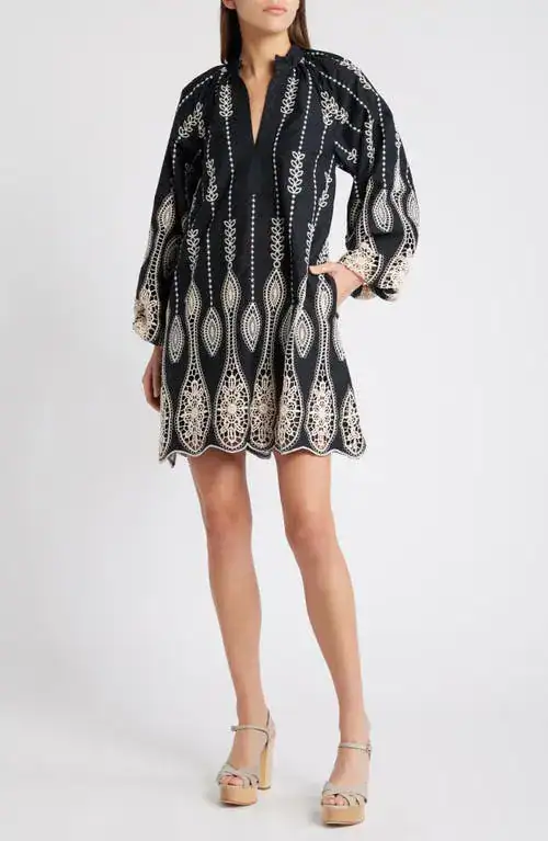 black and cream embroidered dress Black & Cream Embroidered Dress ( Pre- Order) main image 0