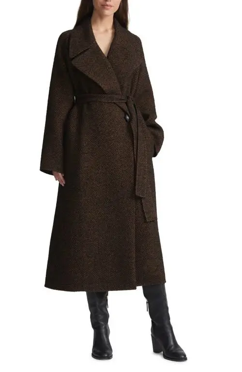 Lafayette 148 New York Alpaca And Wool-blend Herringbone Wrap Coat