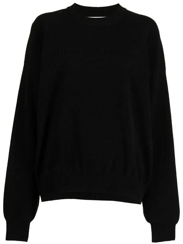 Alexander Wang Embossed Logo Ribbed Pullover - Black