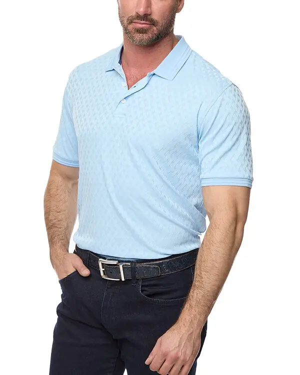 Robert Graham Elias Short Sleeve Polo Shirt - Light Blue