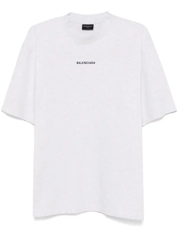 Balenciaga Logo-Embroidered T-Shirt In Grey - 24% Off