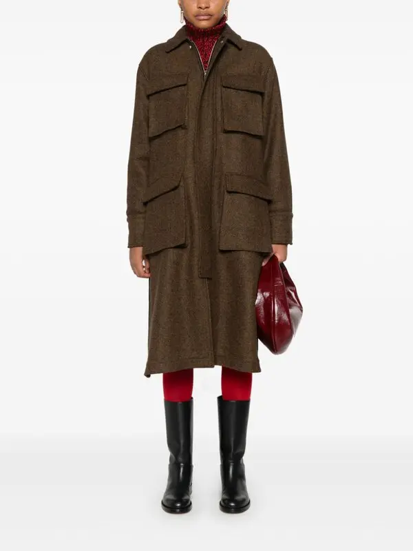 Plan C Herringbone Mid-length Coat