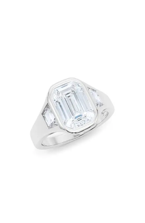 HAUTECARAT Emerald And Lab-created Diamond Ring - 4.00 Ctw 18k White Gold