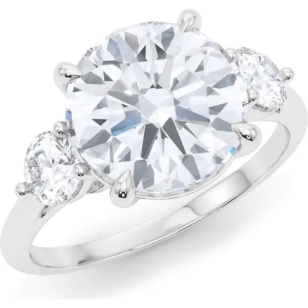 HAUTECARAT Three Stone Round Cut Lab Grown Diamond Ring - 2.00ctw 18k White Gold