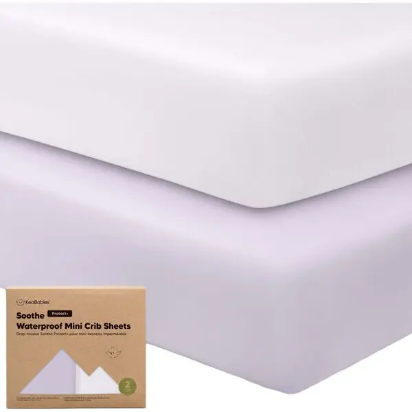 KEABABIES 2-pack Soothe Protect+ Waterproof Mini Crib Sheets - Lilac