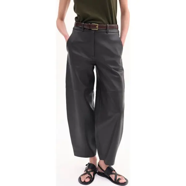 Co Cropped Leather Trousers - Black
