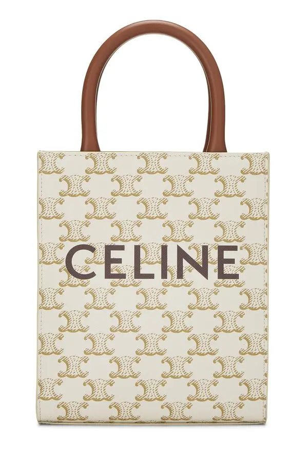 Celine Triomphe Coated Canvas Vertical Cabas Mini - White
