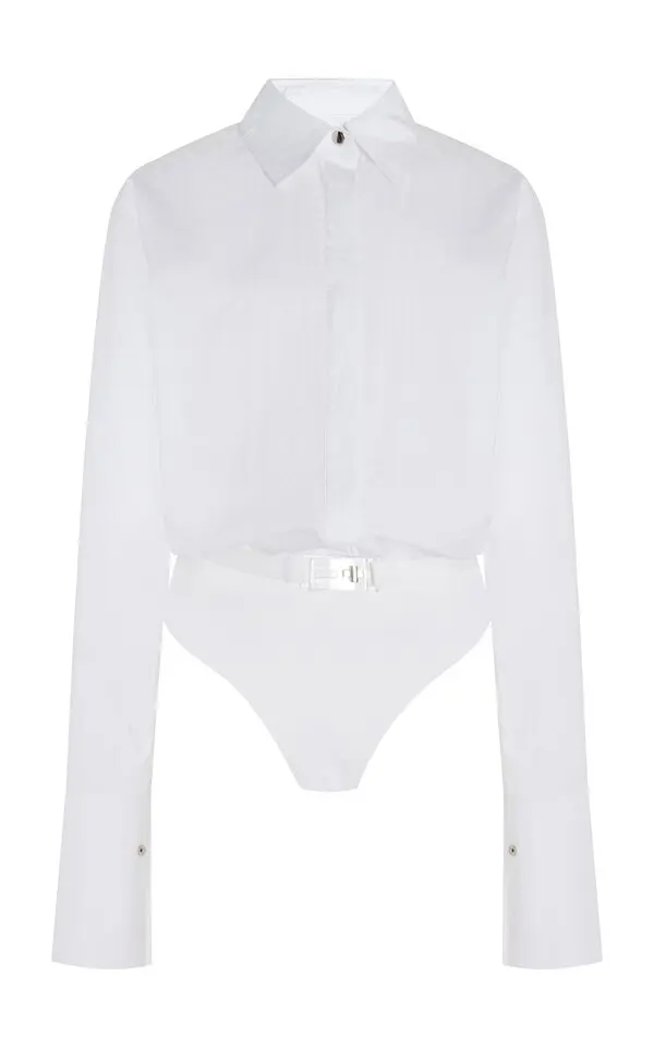 Brandon Maxwell The Bradshaw Cotton Bodysuit - White