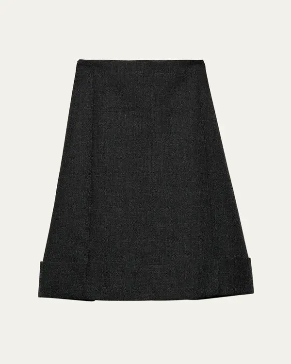 Prada A-line Midi Wool Skirt - Antracite